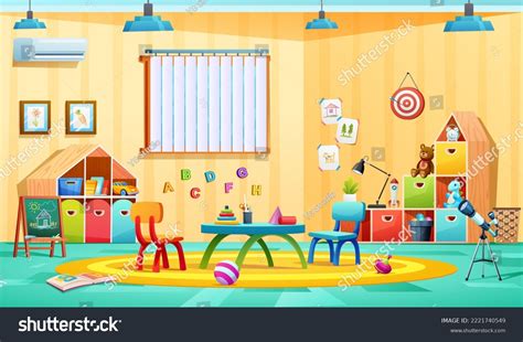 Kindergarten Classroom Interior Design Cartoon Illustration Stock Vector Royalty Free