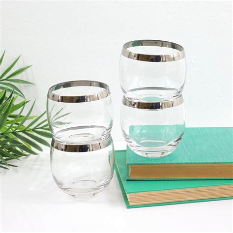 Sold Mid Century Modern Silver Rim Cocktail Glasses Wise Apple Vintage
