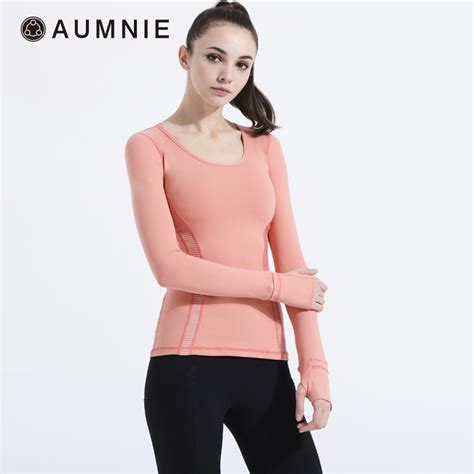 AUMNIE澳弥尼漩涡长袖T恤透气含胸垫舒适运动休闲健身跑步瑜伽 虎窝淘