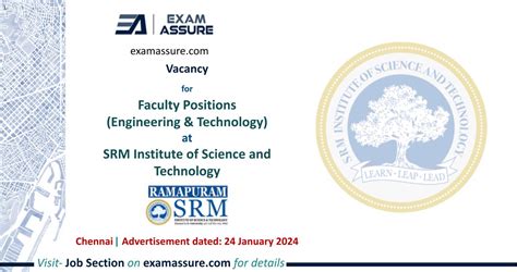 Vacancy For Faculty Positions Engineering And Technology At Srm