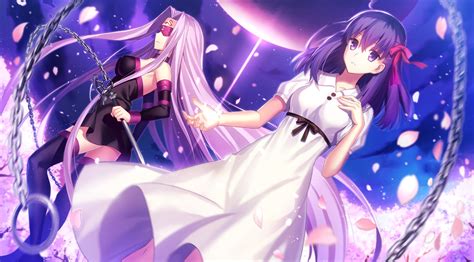 2girls Blindfold Bow Breasts Chain Dress Fate Series Fatestay Night