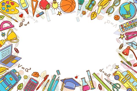 Premium Vector Colorful School Themed Border Vector Illustration With