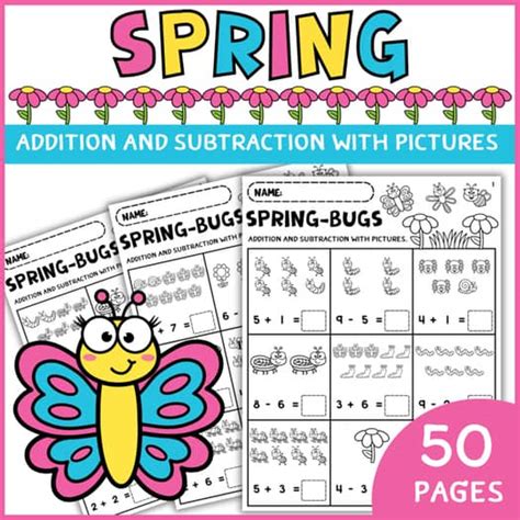 Spring Math Bugs Insects Addition And Subtraction With Pictures Within 10