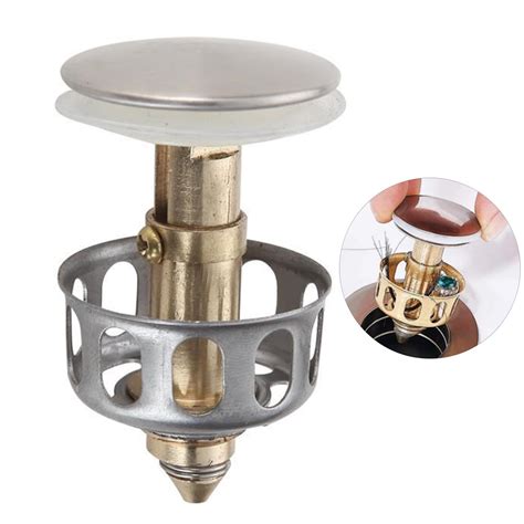 D GROEE Bathroom Sink Drains Pop Up Sink Stopper Stainless Steel Push