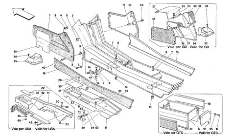 Tunnel Framework And Trims Classic Ferrari Parts Schematics