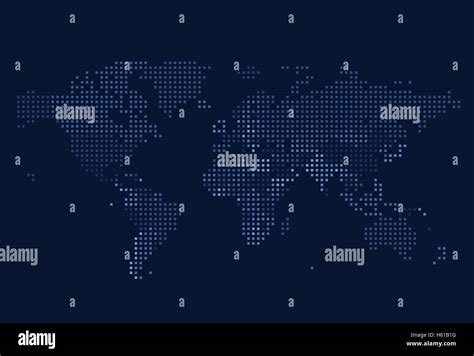 Mapa Mundial De Puntos Puntos Cuadrados Sobre Un Fondo Oscuro