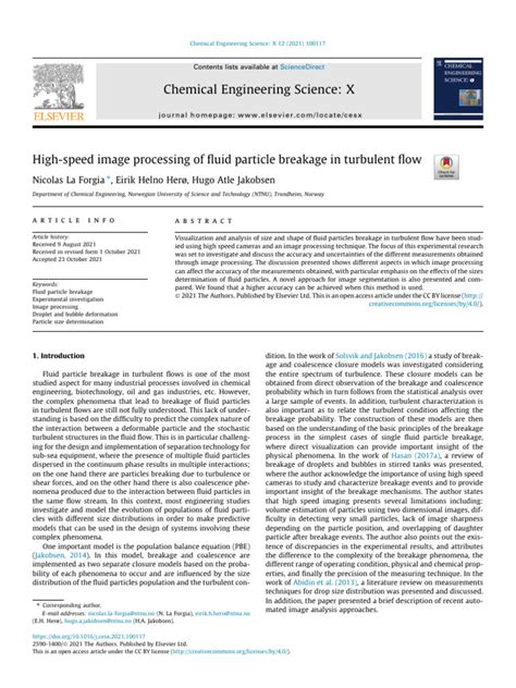 High Speed Image Processing Of Fluid Particle Bre2021chemical