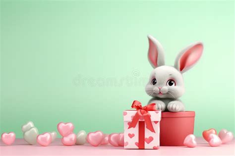 Valentine S Day Blank Space With Cute Rabbit T Boxes Roses Red