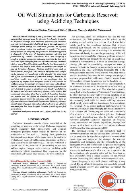 Pdf Oil Well Stimulation For Carbonate Reservoir Using Acidizing Techniques
