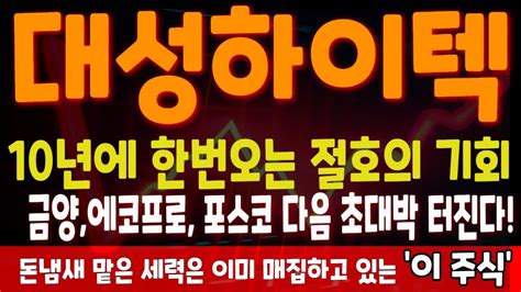 대성하이텍 10년에 한번오는 기회 돈냄새 맡은 세력은 이미 선매집중 Youtube