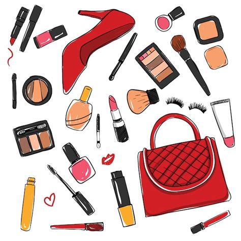 Collection De Vecteurs De Dessin De Produits Cosmétiques Maquillage
