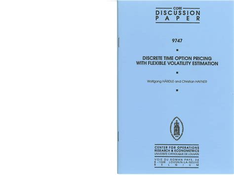 Pdf Discrete Time Option Pricing With Flexible Volatility Estimation