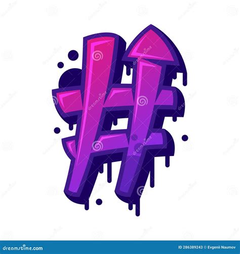 Graffiti Hash Tag Symbol As Purple Bold Sign Vector Illustration Stock