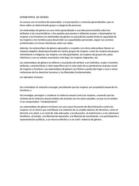 Estereotipos De Género Pdf