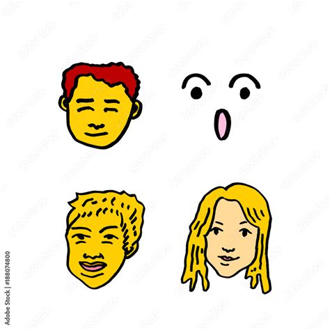 Vecteur Stock 이모티콘 모음 손으로 그린 인물의 표정 Adobe Stock