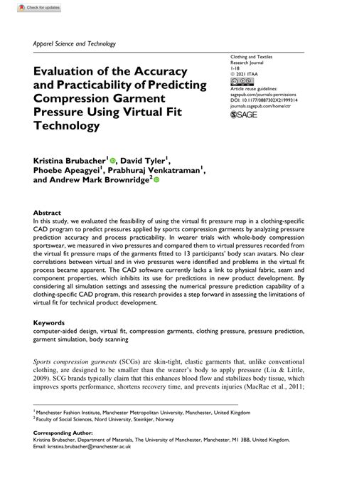 Pdf Evaluation Of The Accuracy And Practicability Of Predicting Compression Garment Pressure
