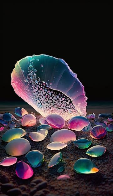 Premium Ai Image A Shell With A Rainbow Colored Light On It