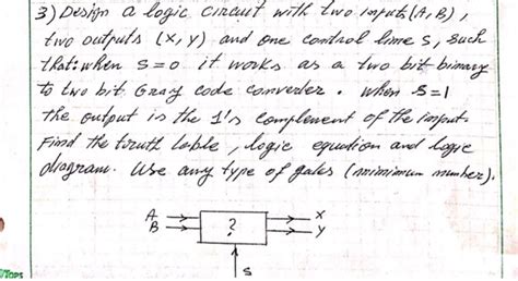 Solved 3 Design A Logic Circut With Two Imputs A B Two Chegg Com