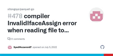 Compiler Invalidifaceassign Error When Reading File To Newparquetreader