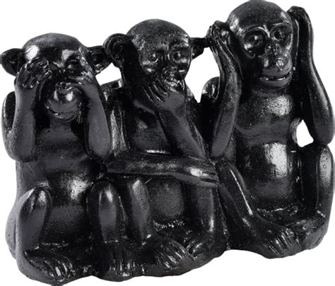 Mini Statue Trio De Singes De Sagesse Noir L65 X P10 X H14 Cm