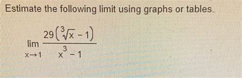 Solved Estimate the following limit using graphs ³x Chegg com