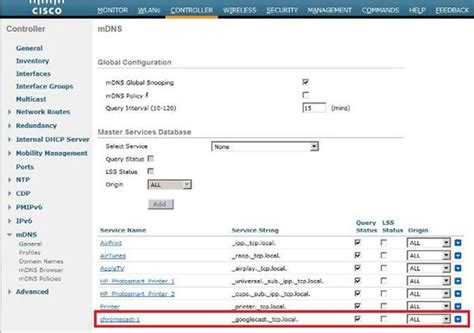 Chromecast As MDNS Service In Order To Cast Screen Configuration On WLC