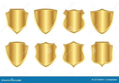 Shield Badge Gold Heraldic Emblem Patches Stock Vector Illustration