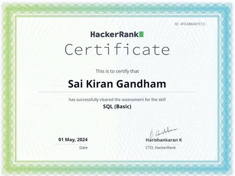Sai Kiran On Linkedin I Have Successfully Completed In My Sql Advanced