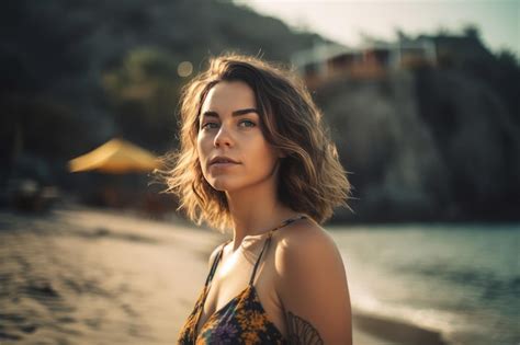Premium Ai Image Portrait Of A Young Pretty Girl At The Beach