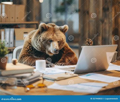 A Bear In Audit Meticulously Working Through Spreadsheets On A Laptop