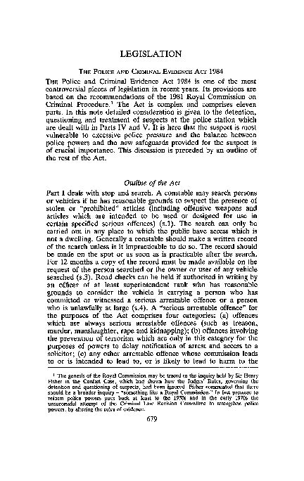 Pdf The Police And Criminal Evidence Act 1984