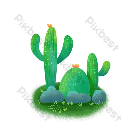 만화 손으로 그린 녹색 선인장 벡터 일러스트 Png Psd 무료 다운로드 Pikbest