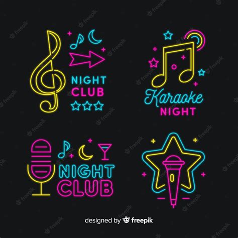 Premium Vector Karaoke Night Bar Neon Light Sign Collection