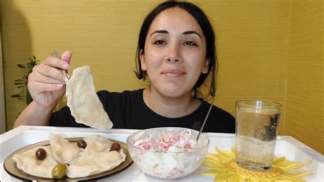 მუკბანგი მეგრული ყველანი კვერები🧀🥟და სალათი🥗nini Kvirike Mukbang 💖