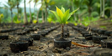 Small Sapling In The Palm Ready To Be Planted And New Plant Background