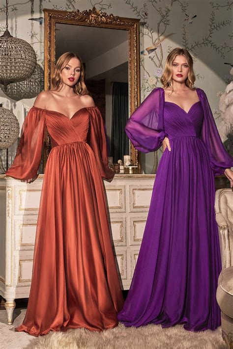 Long Sleeve Chiffon Gown By Cinderella Divine Cd243 Elegant Evening