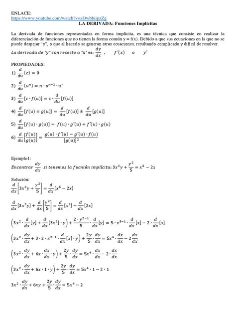 2 Derivada De Funciones Implícitas Unap Pdf Pendiente Matemáticas