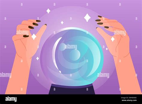 Hands Of Fortune Teller With Crystal Ball Vector Illustration Cartoon