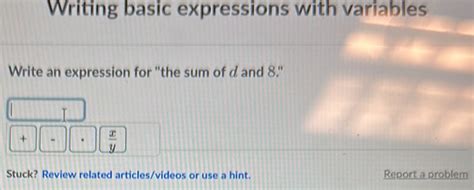 Solved Writing Basic Expressions With Variables Write An Expression