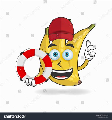 Banana Mascot Character Becomes Lifeguard Vector Stock Vector Royalty Free 1867010515