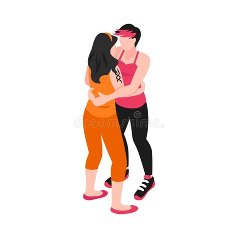 Hugging Lesbian Lovers Composition Stock Vector Illustration Of
