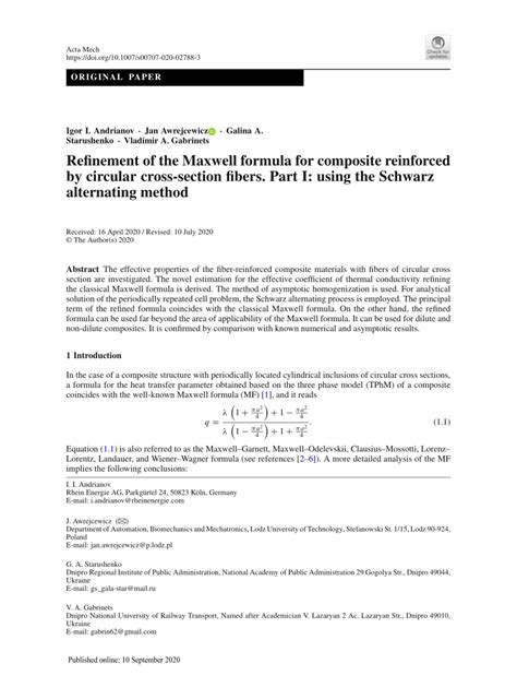 Pdf Refinement Of The Maxwell Formula For Composite Reinforced By