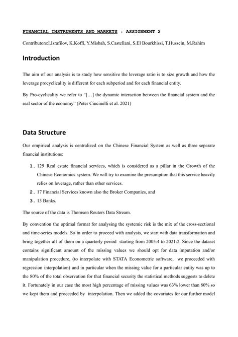 Pdf Financial Instruments And Markets Assignment 2