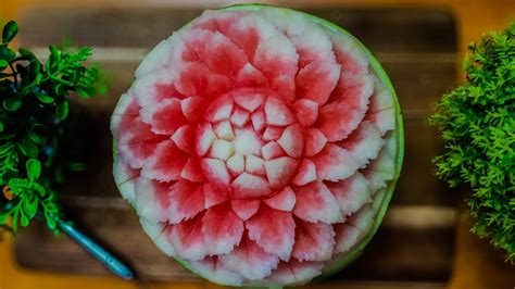 Amazing Watermelon Carving Flower Simple And Easily Watermelon