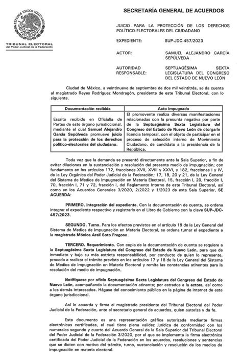 Banean A Samuel García De Candidatura Presidencial Datanoticias