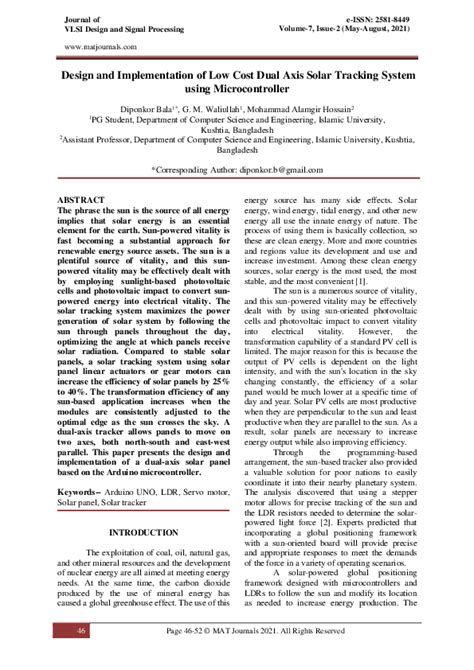 pdf design and implementation of low cost dual axis solar tracking