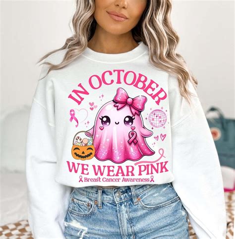 In October We Wear Pink Png Breast Cancer Awareness Png Cancer Ghost