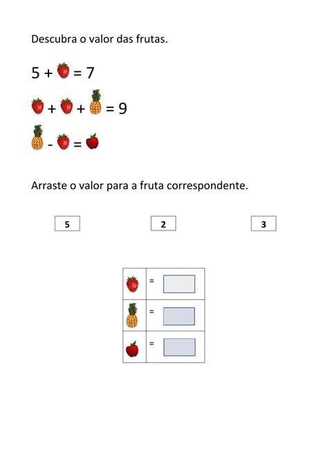 Descubra O Valor Das Frutas Worksheet Live Worksheets