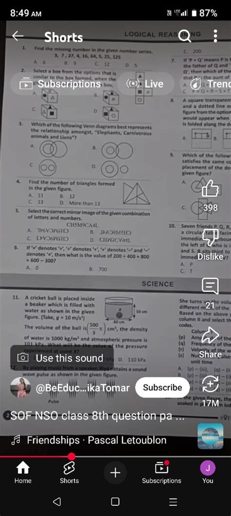 849amshortslogical Reasong1 Find The Mising Number In The Given Nu