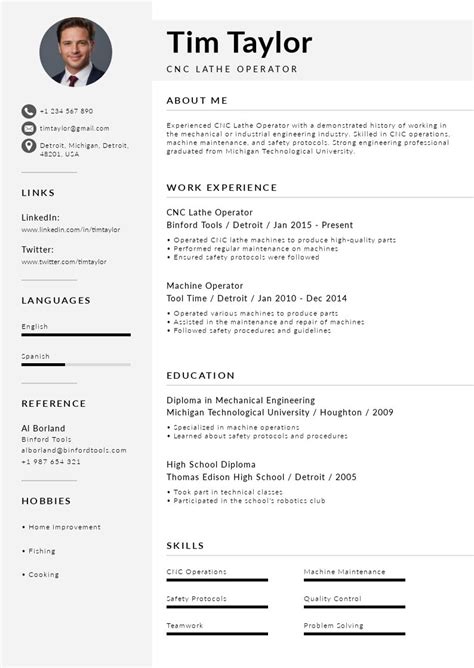 CNC Lathe Operator Resume Examples Top CV Templates Tips CNC Lathe Operator Resume Examples Top CV Templates Tips
